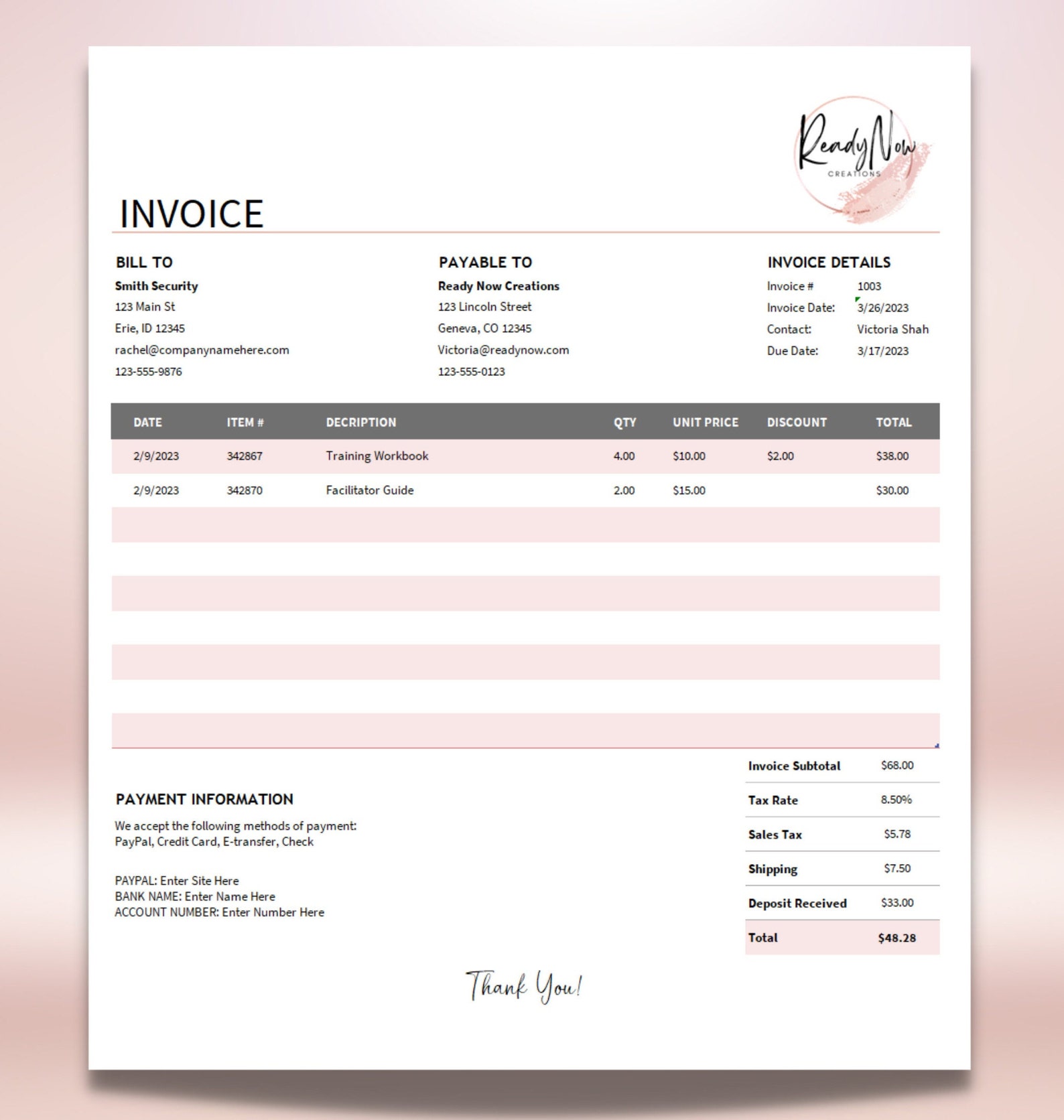 Sales Invoice I Built-in Customer List and Invoice Tracking Sheet I ...
