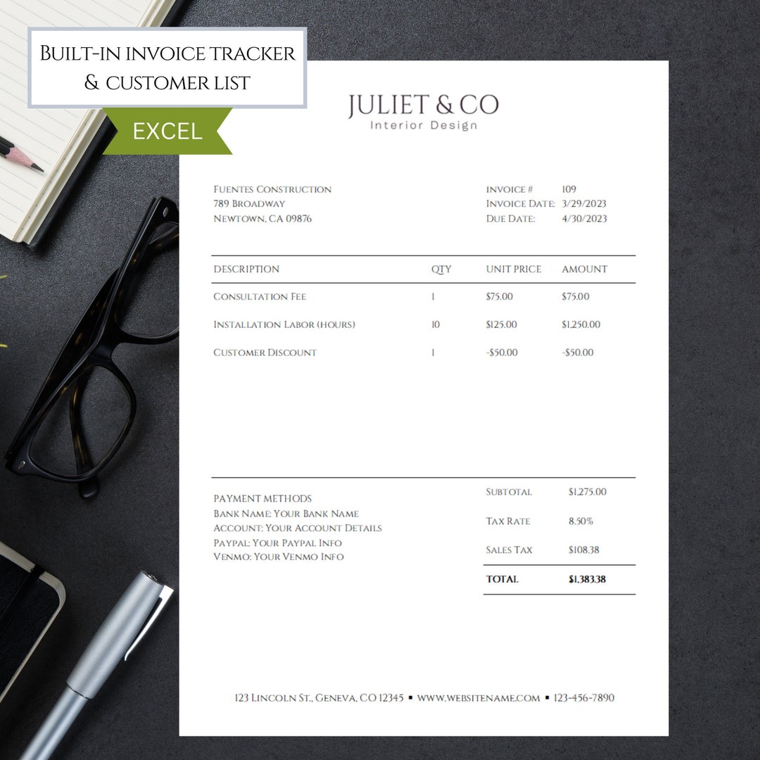 Classic Simple Sales Invoice I Customer List and Invoice Tracking Sheet ...
