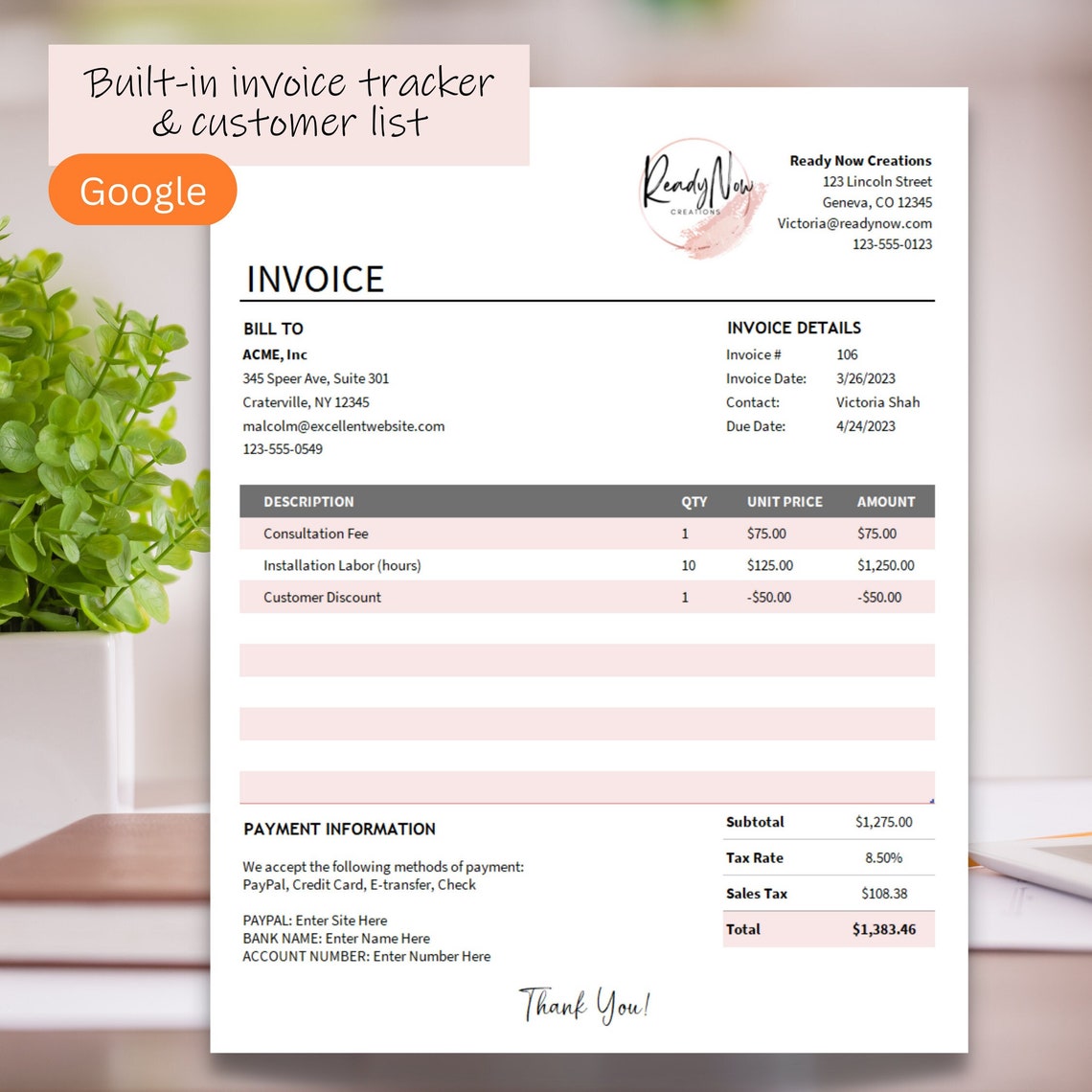 Simple Sales Invoice With Built-in Customer List and Invoice Tracking ...