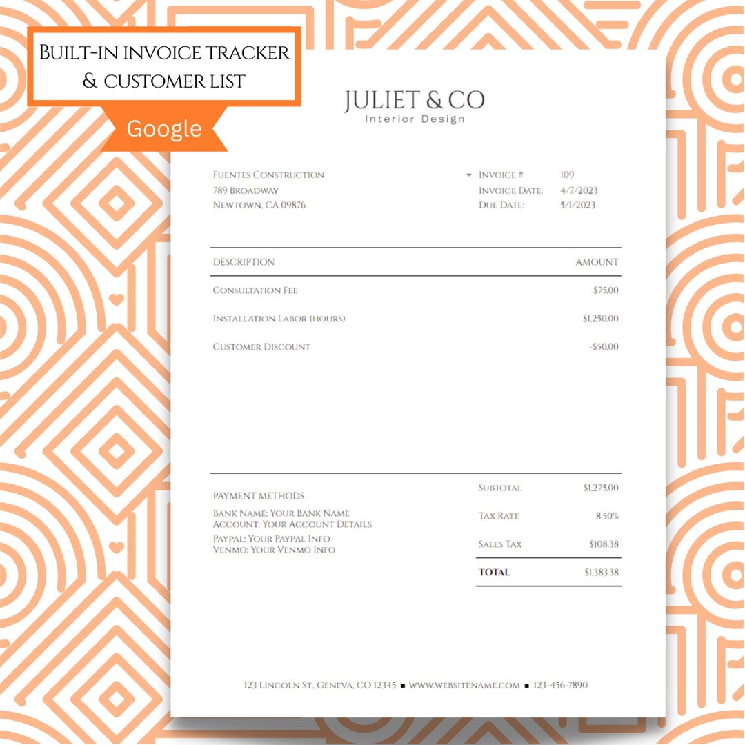 Classic Basic Invoice I Customer List and Invoice Tracking Sheet Built ...