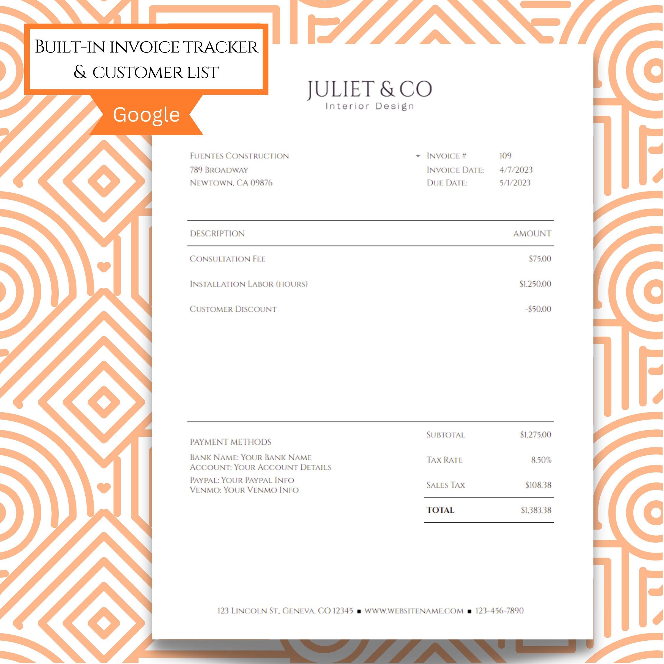 Classic Basic Invoice I Customer List and Invoice Tracking Sheet Built ...