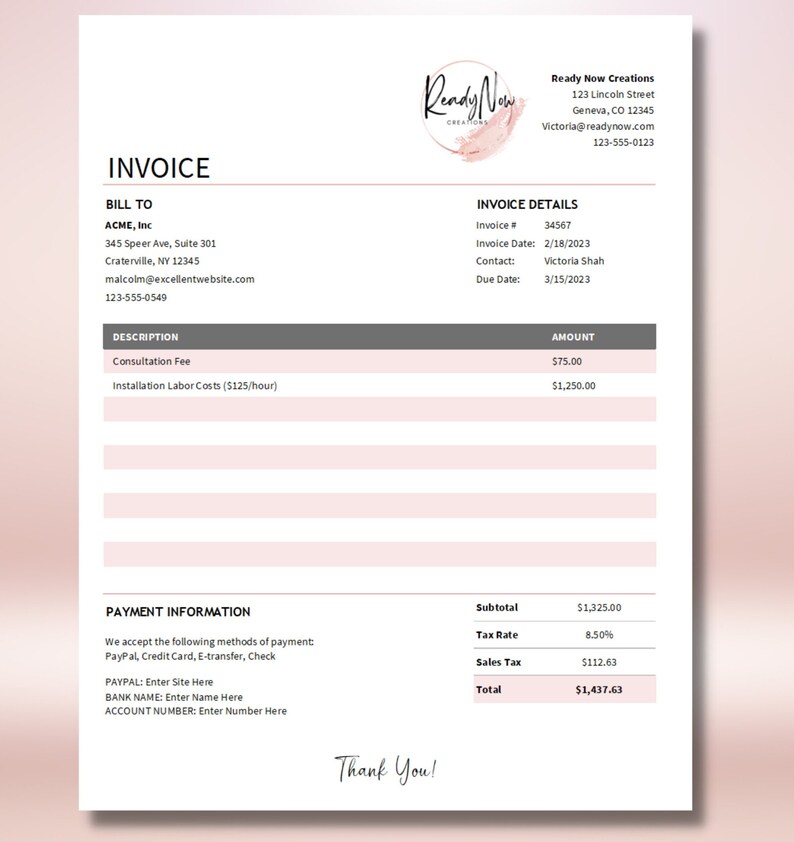 Basic Invoice With Built-in Customer List and Invoice Tracking Sheet I ...