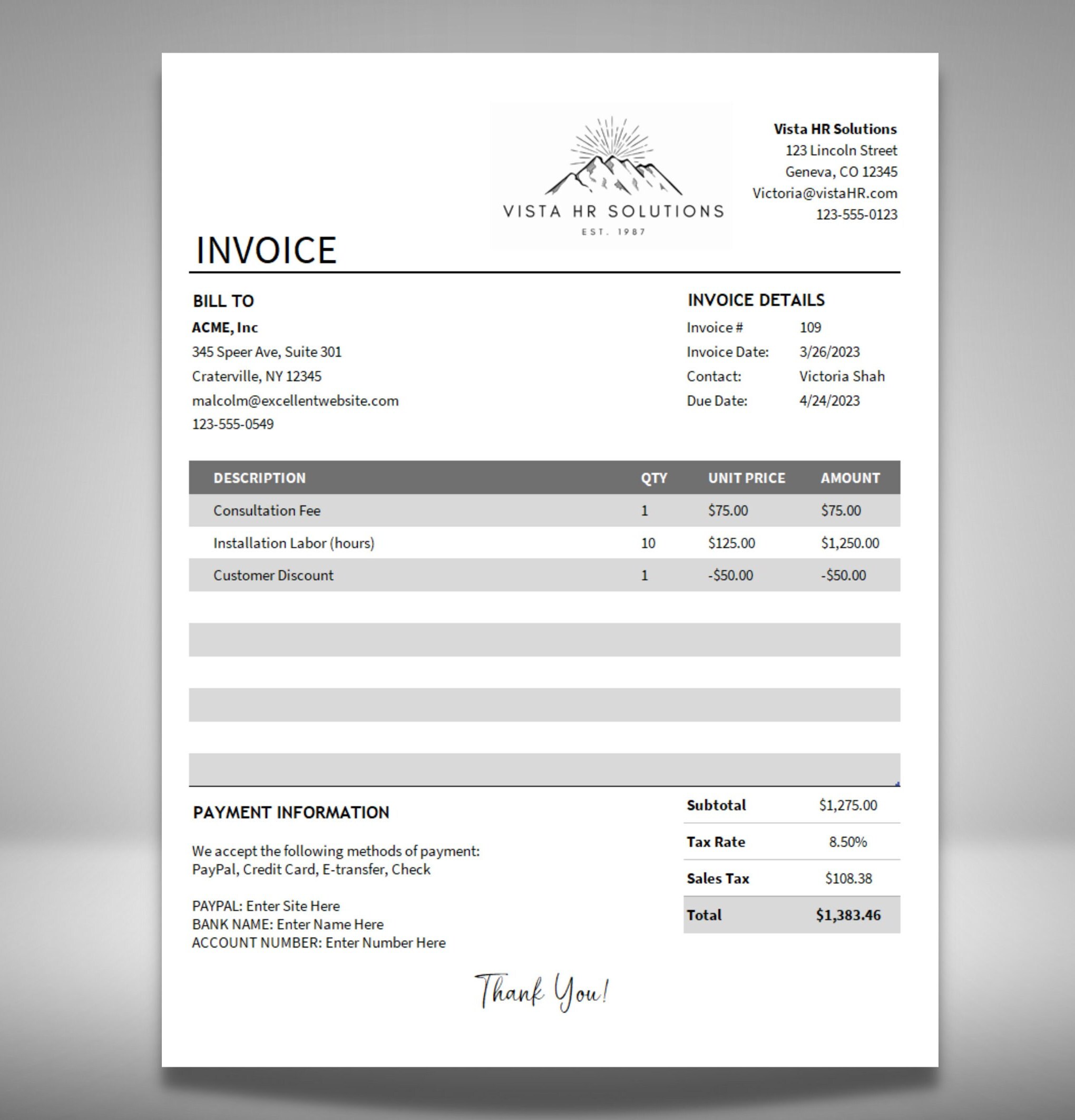 Simple Sales Invoice With Built-in Customer List and Invoice Tracking ...