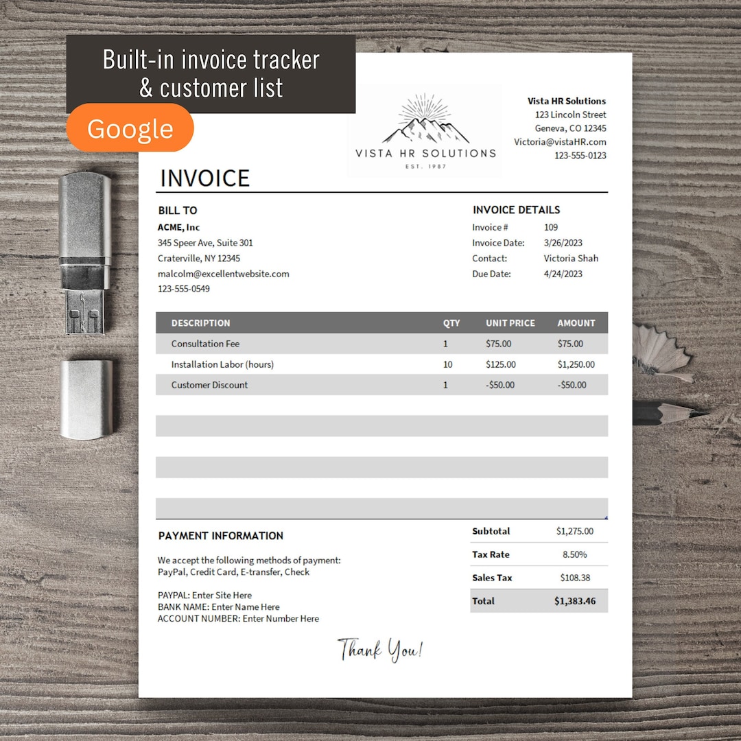Simple Sales Invoice With Built-in Customer List and Invoice Tracking ...
