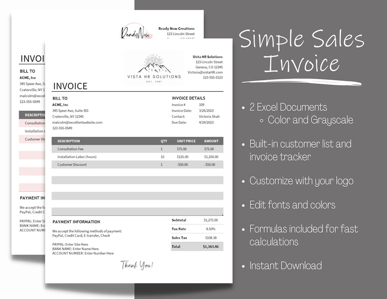 Simple Sales Invoice With Built-in Customer List and Invoice Tracking ...