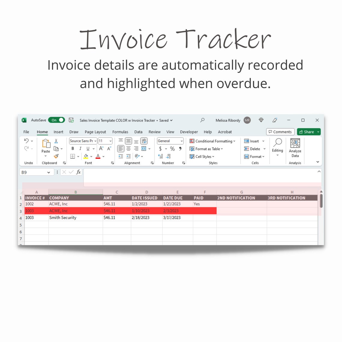 Labor and Materials Invoice With Built-in Customer List and Invoice ...