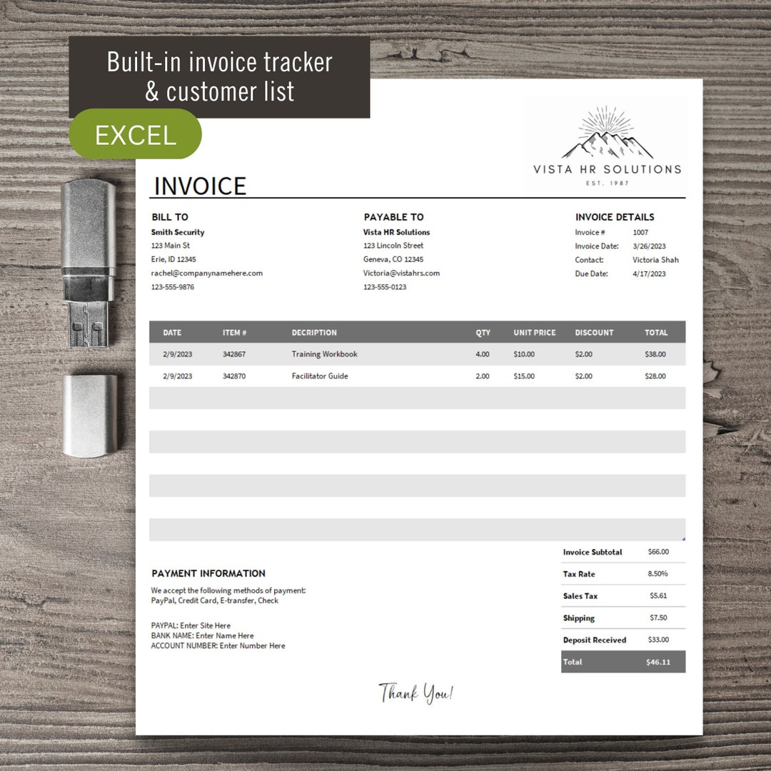 Sales Invoice With Built-in Customer List And Invoice Tracking Sheet I 