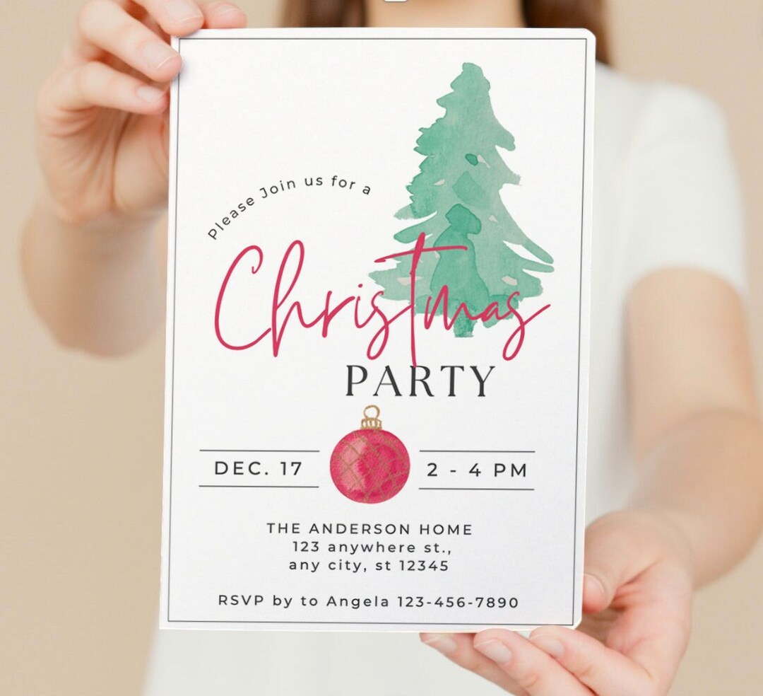 Christmas Party Invitation Template Downloadable Editable - Etsy