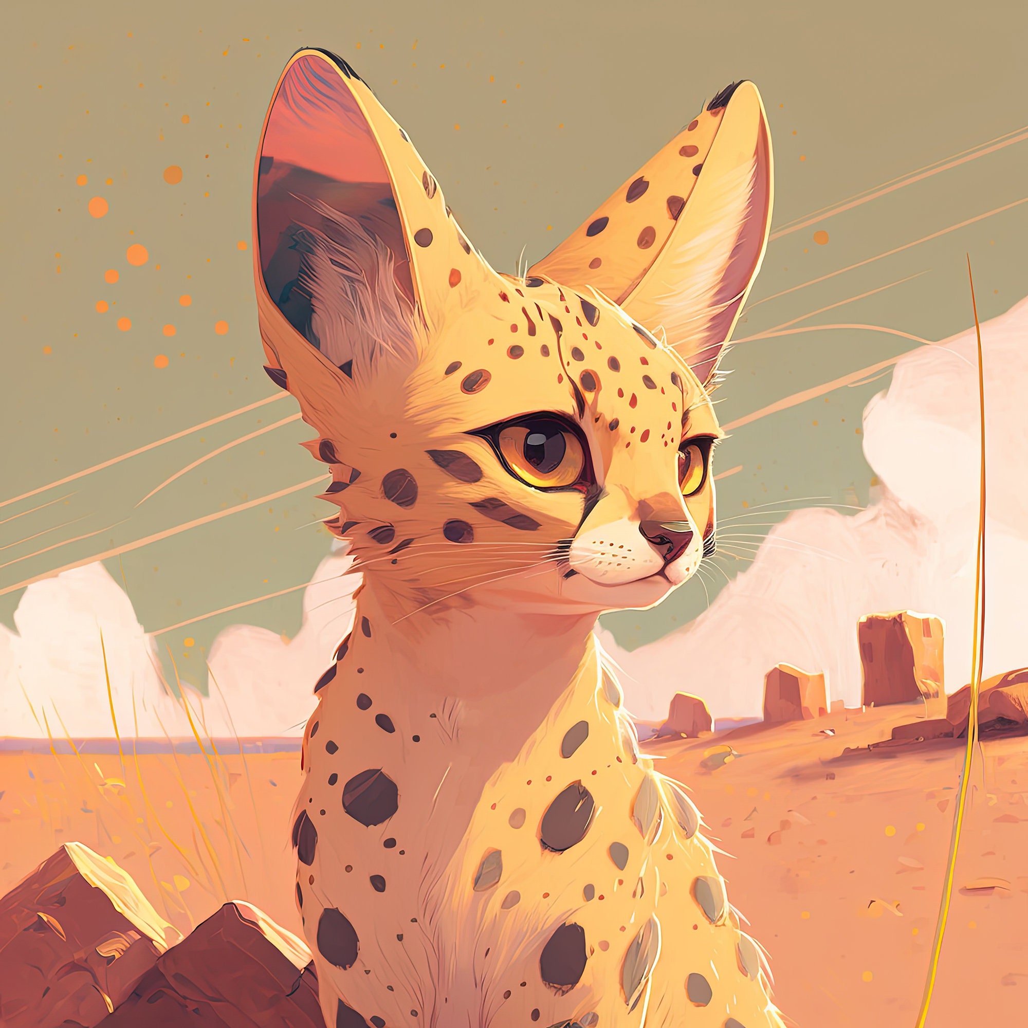 Digital Painted Colourful Serval1 DIGITAL DOWNLOAD - Etsy