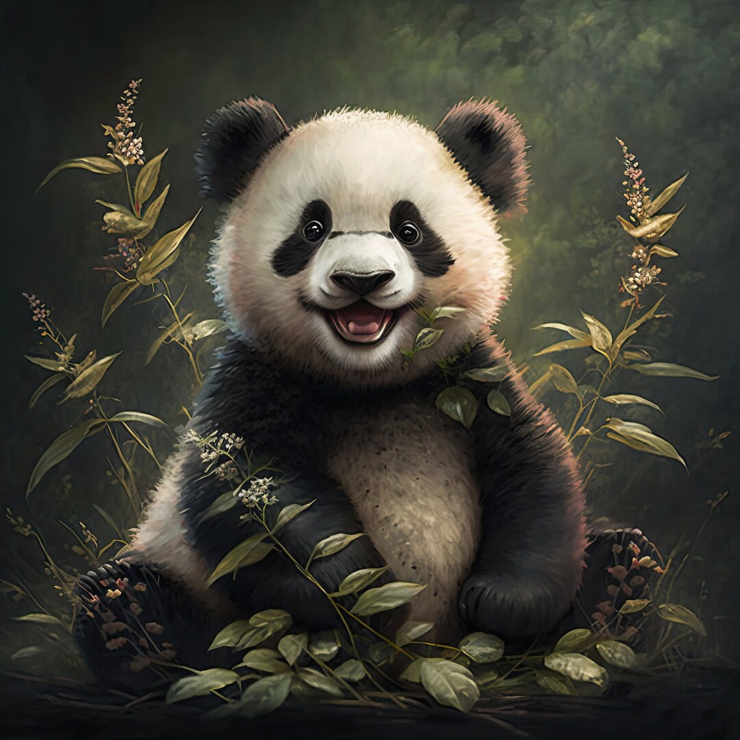 Digital Painted Colourful Happy Panda1 DIGITAL DOWNLOAD - Etsy