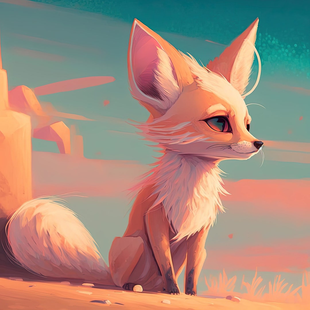 Digital Painted Colourful Fennec Fox1 DIGITAL DOWNLOAD - Etsy
