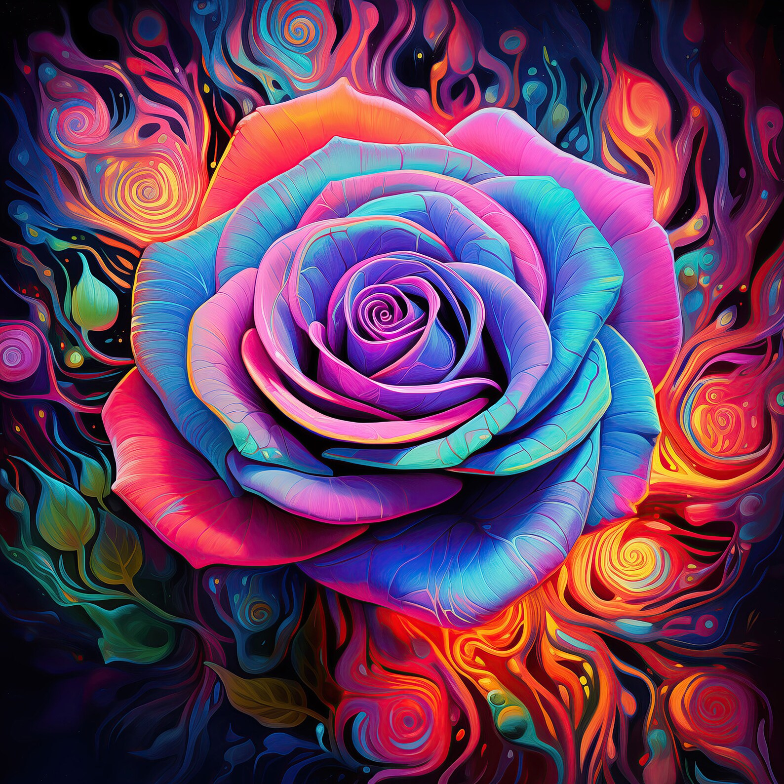 Digital Painted Neon Rose 1 DIGITAL DOWNLOAD High Res - Etsy