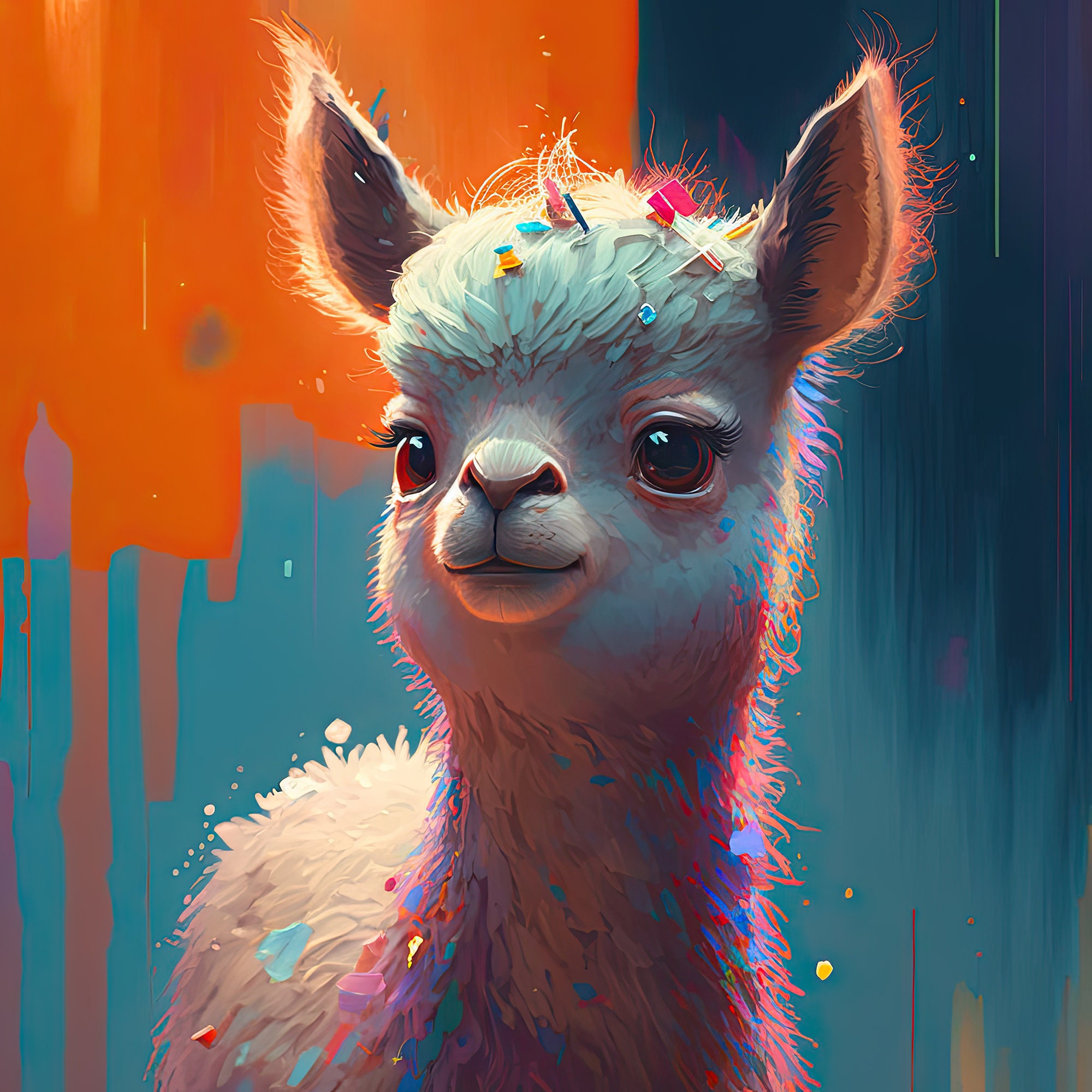 Digital Painted Colourful Llama1 DIGITAL DOWNLOAD - Etsy