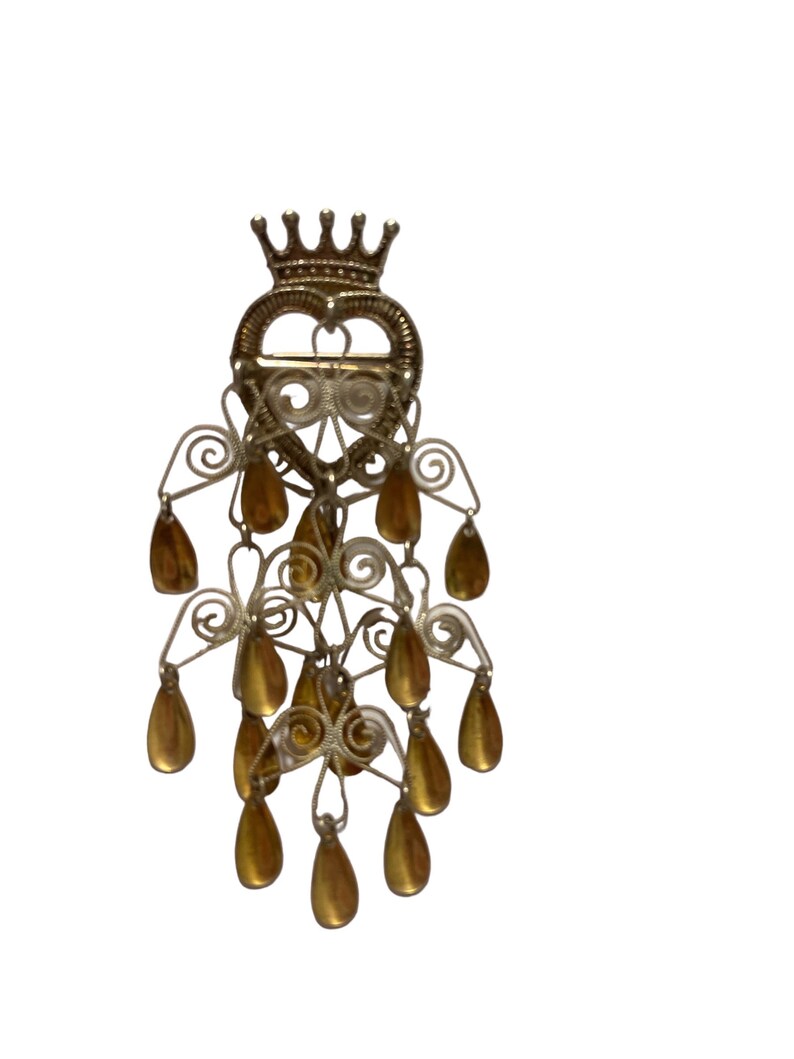 Vintage 830 NORWEGIAN SOLJE Heart & Crown Gilt Wedding Brooch - Etsy