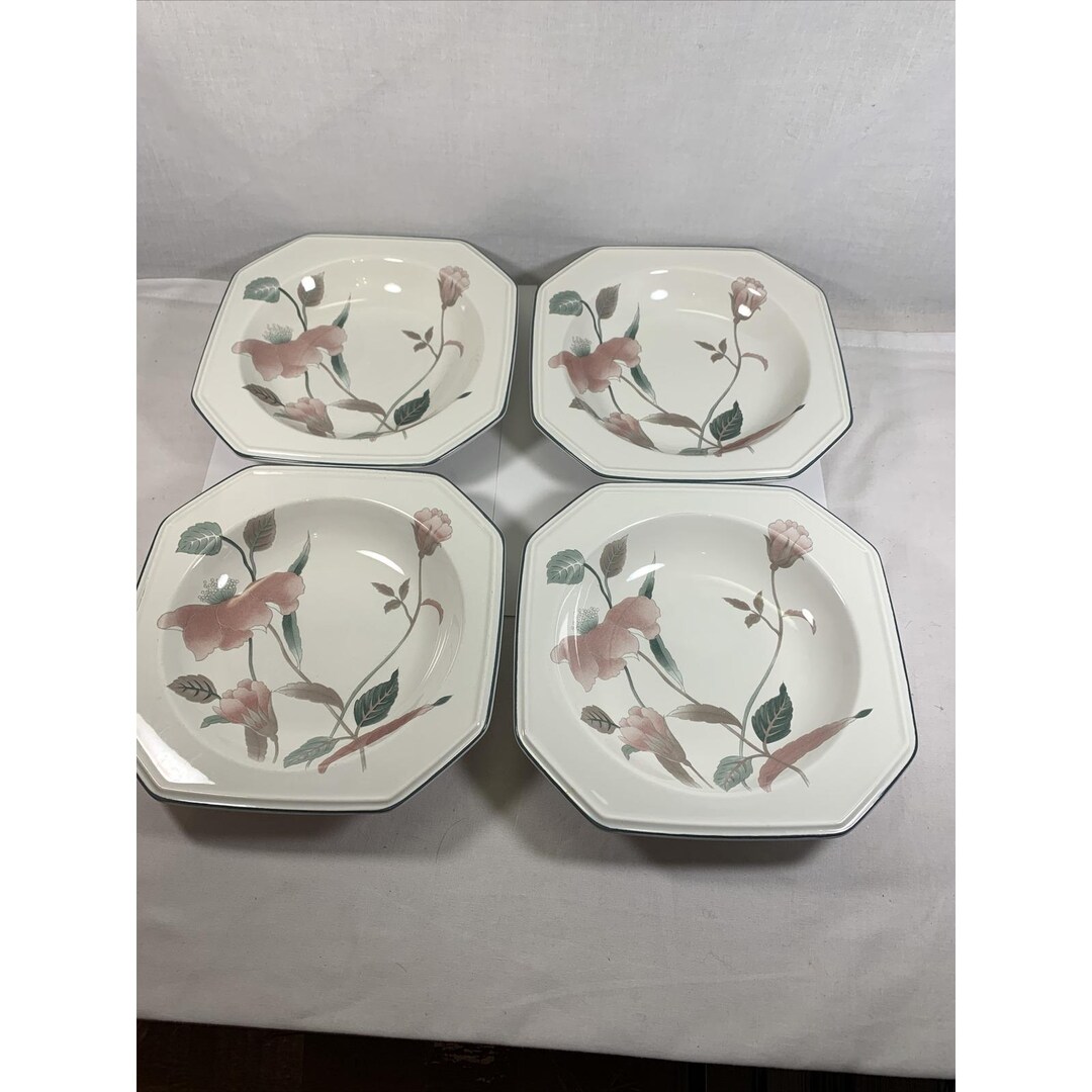 4 Mikasa Continental SILK FLOWERS F3003 Japan 8 1/2" Salad Soup Cereal ...