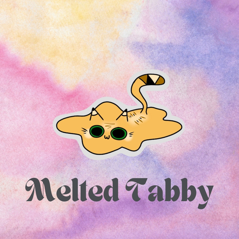 Melted Cat Sticker - Etsy
