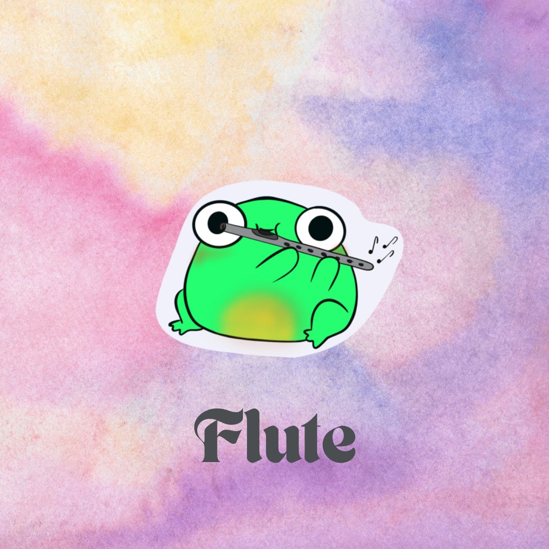 Flute Frog Sticker - Etsy