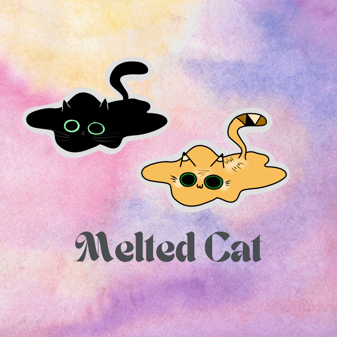 Melted Cat Sticker - Etsy