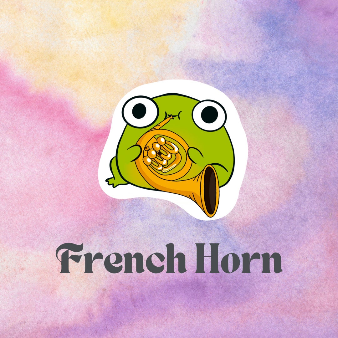 French Horn Frog Sticker - Etsy