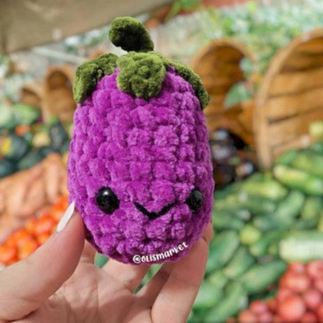 Crochet Eggplant Plush Eggplant - Etsy