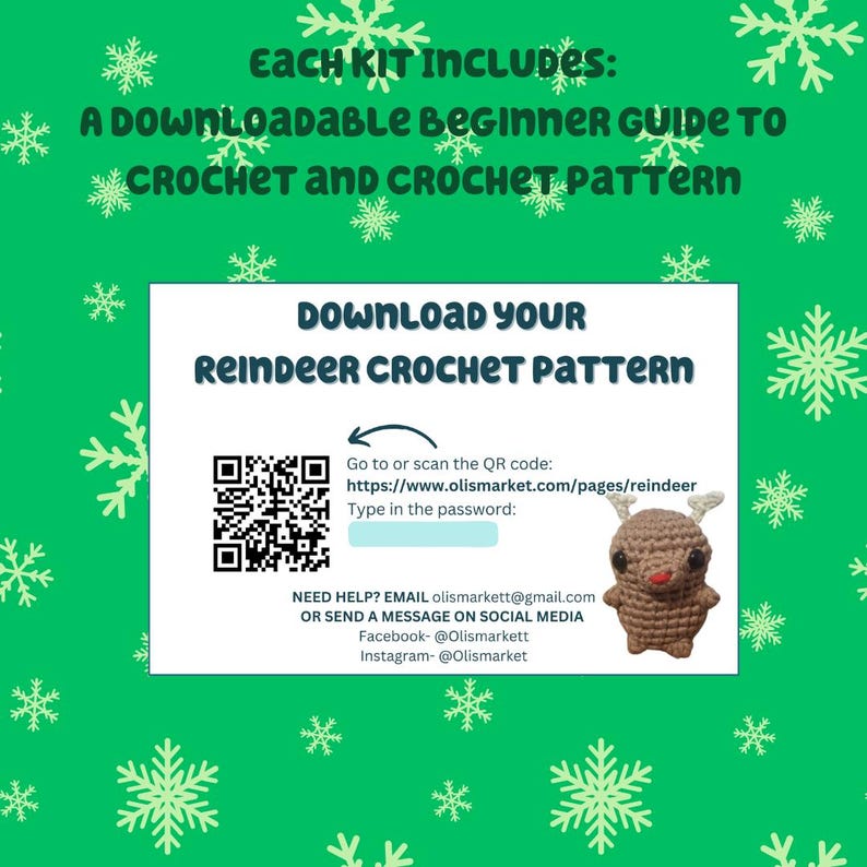 Beginner Reindeer Crochet Kit - DIY Crochet Kit - Reindeer Crochet Kit ...