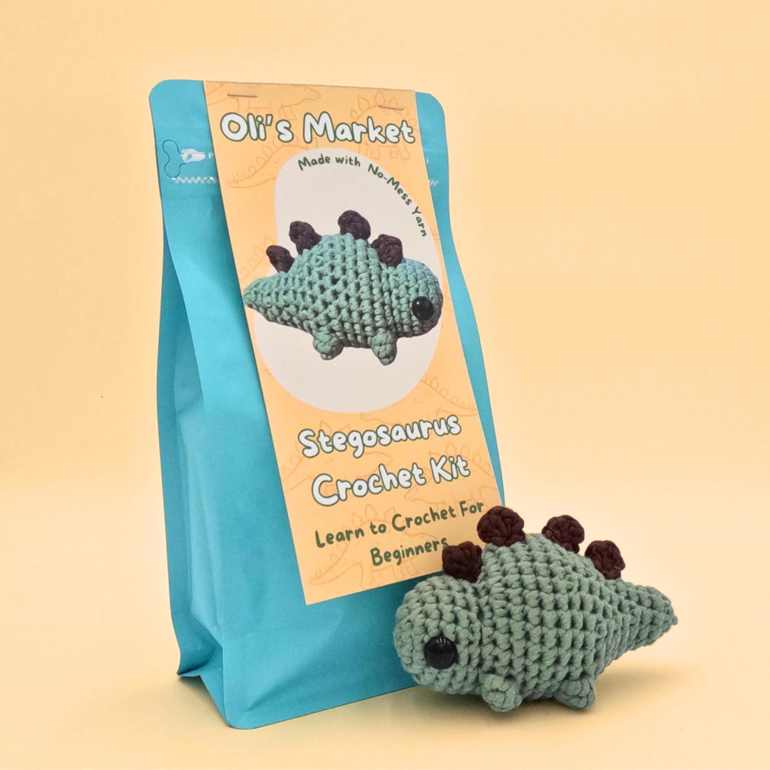 Beginner Stegosaurus Crochet Kit - DIY Crochet Kit - Stegosaurus ...