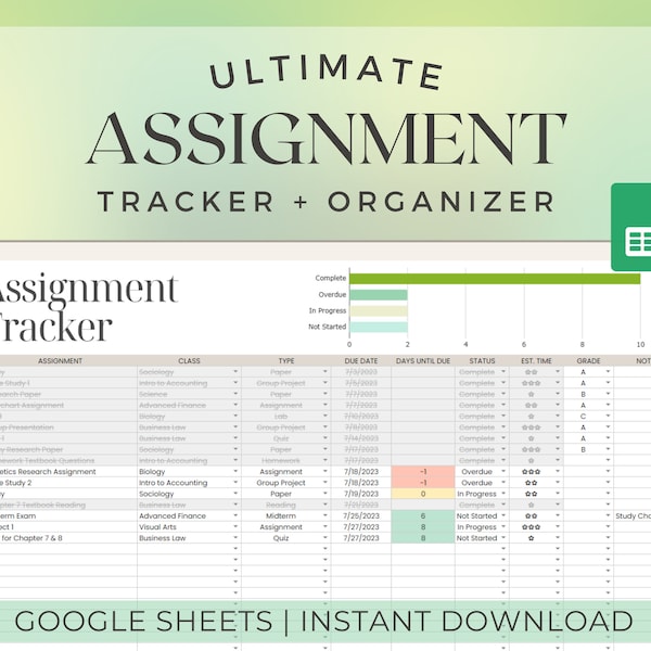 Assignment Tracker Excel - Etsy