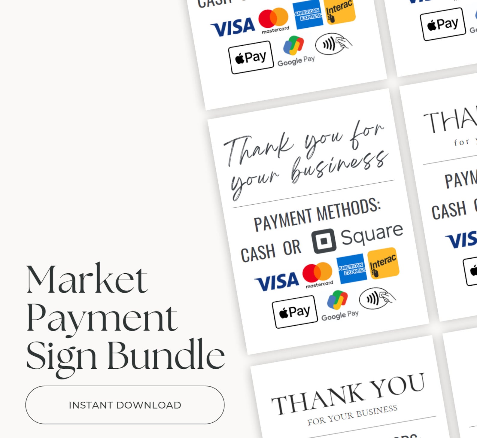 Small Business Holiday Market Table Booth Payment Method Sign | Apple ...