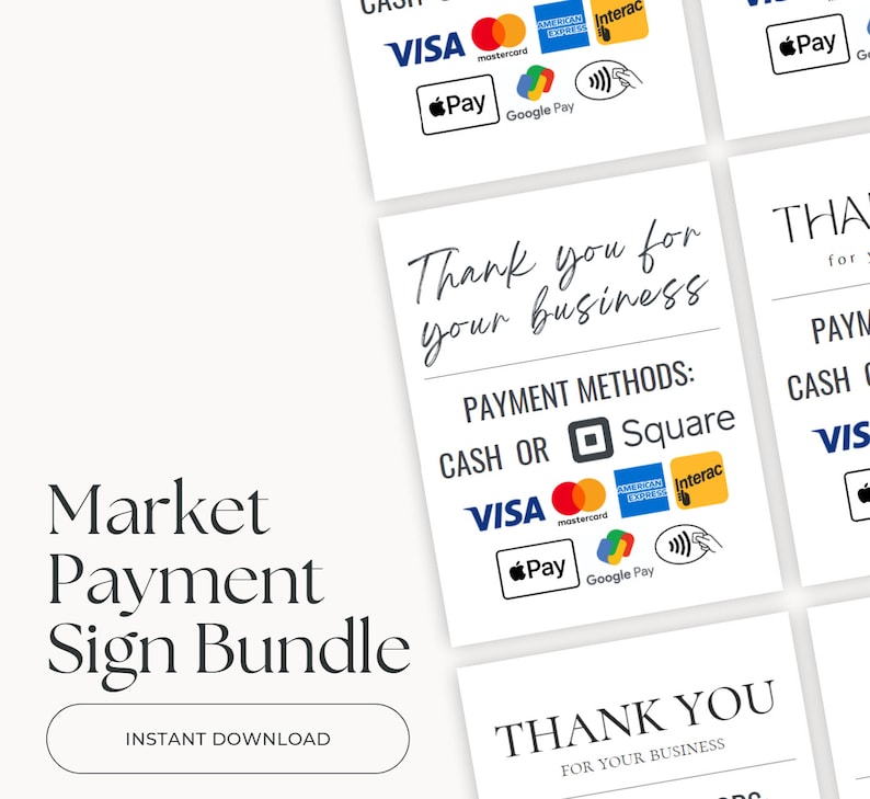 Small Business Holiday Market Table Booth Payment Method Sign | Apple ...