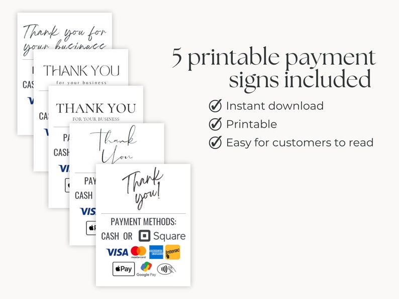 Small Business Holiday Market Table Booth Payment Method Sign | Apple ...