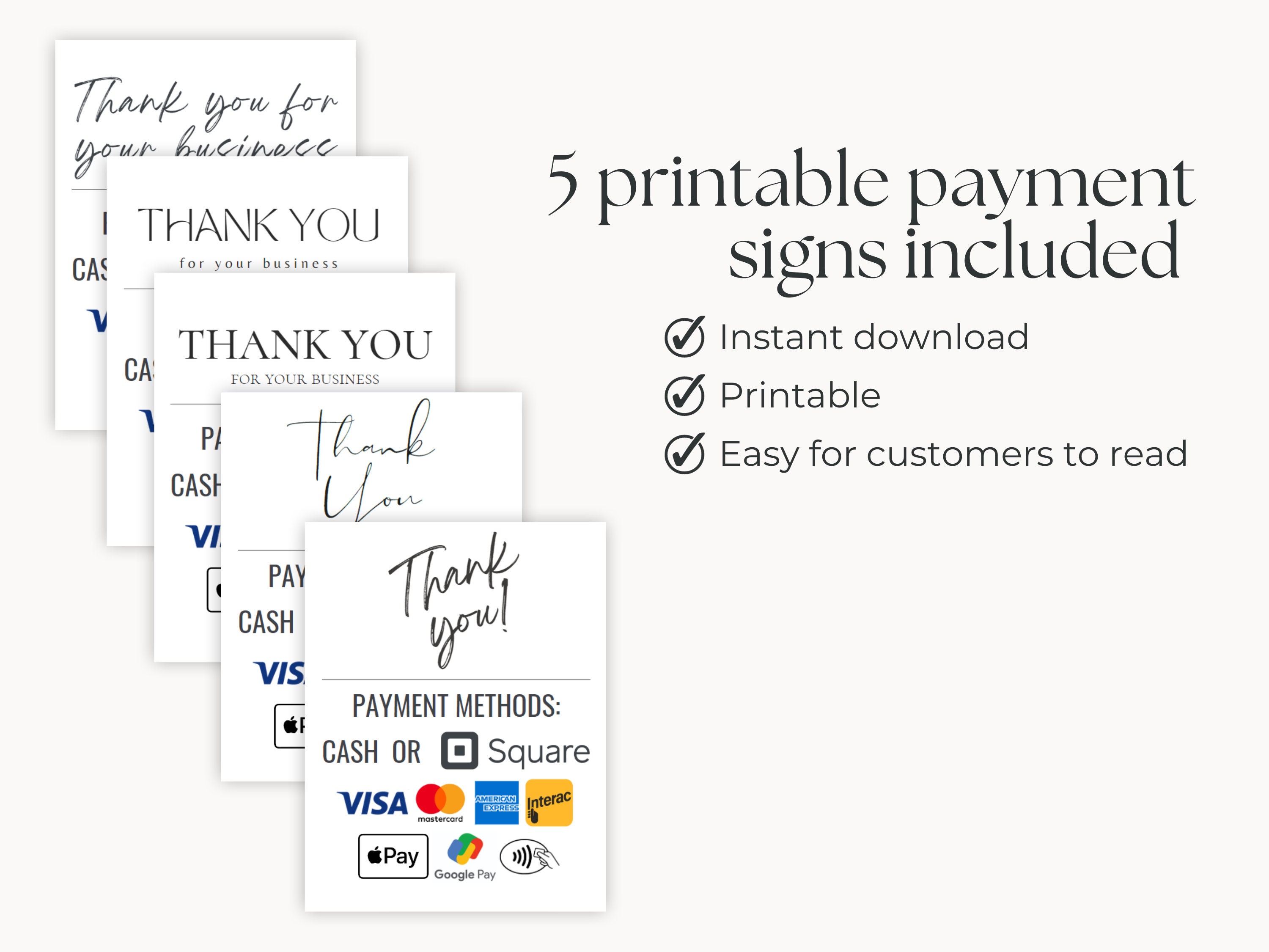 Small Business Holiday Market Table Booth Payment Method Sign | Apple ...