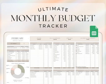 Monthly Budget Spreadsheet for Google Sheets | Digital Budget Planner ...