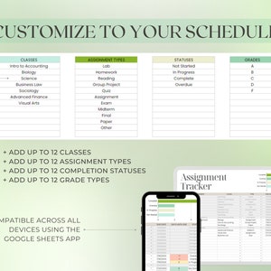 Student Assignment Tracker for Google Sheets | Homework Tracker ...