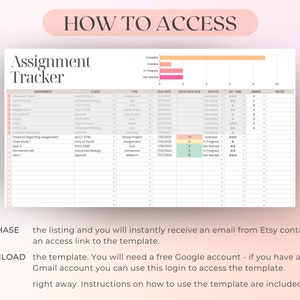 Student Assignment Tracker for Google Sheets | Homework Tracker ...