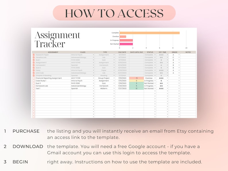Student Assignment Tracker for Google Sheets | Homework Tracker ...
