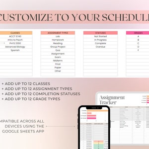 Student Assignment Tracker for Google Sheets | Homework Tracker ...