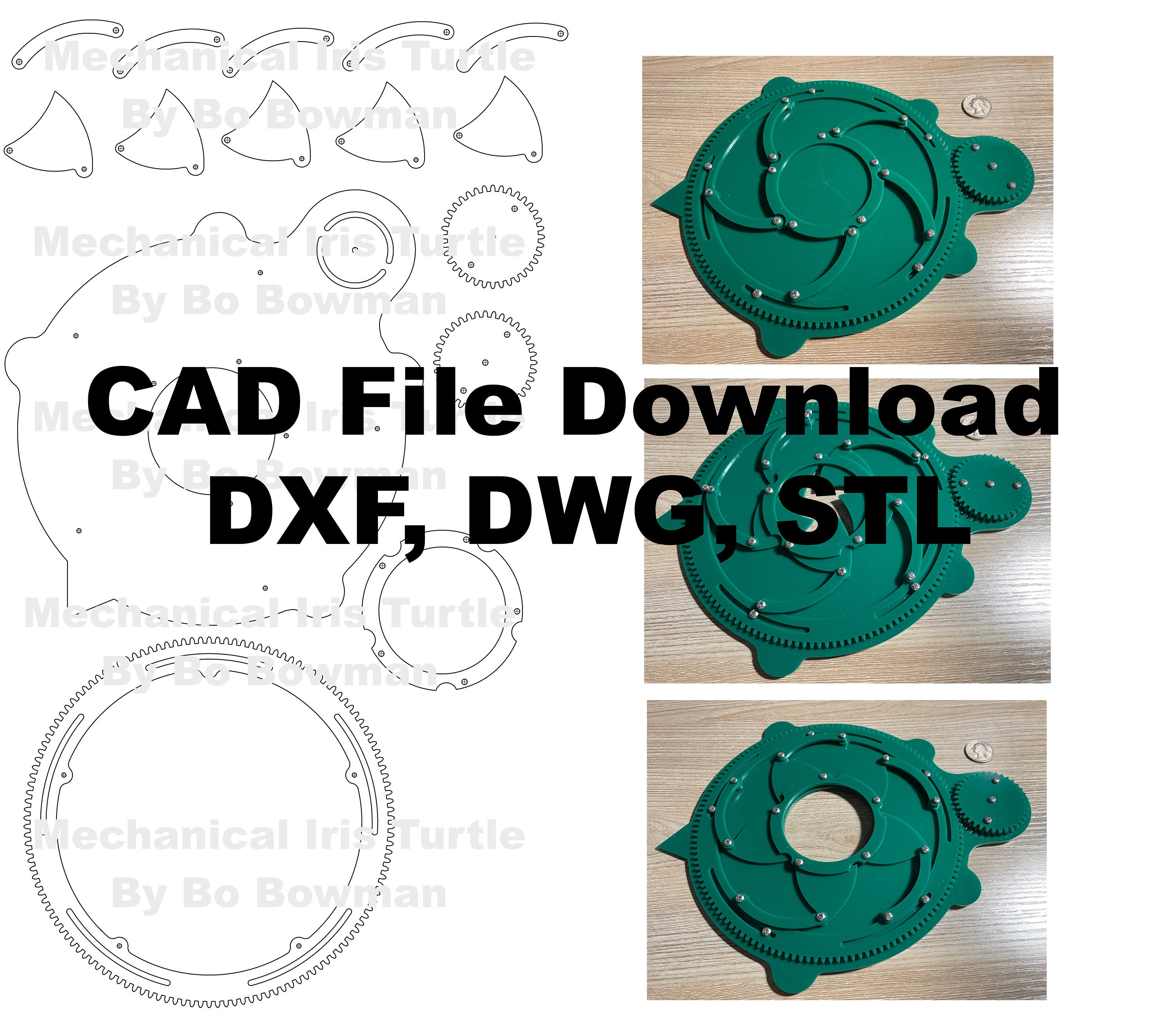 Mechanical Iris Turtle CAD File Download for Laser Cutting, DXF, DWG ...