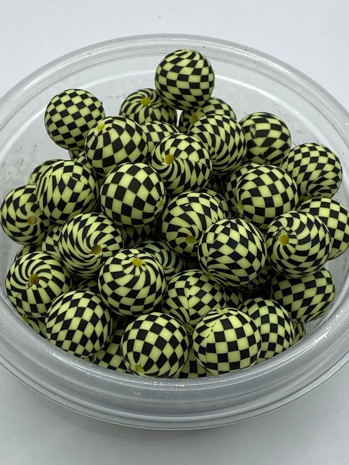 10 Yellow Checkered Print Silicone Beads - 15mm - Etsy