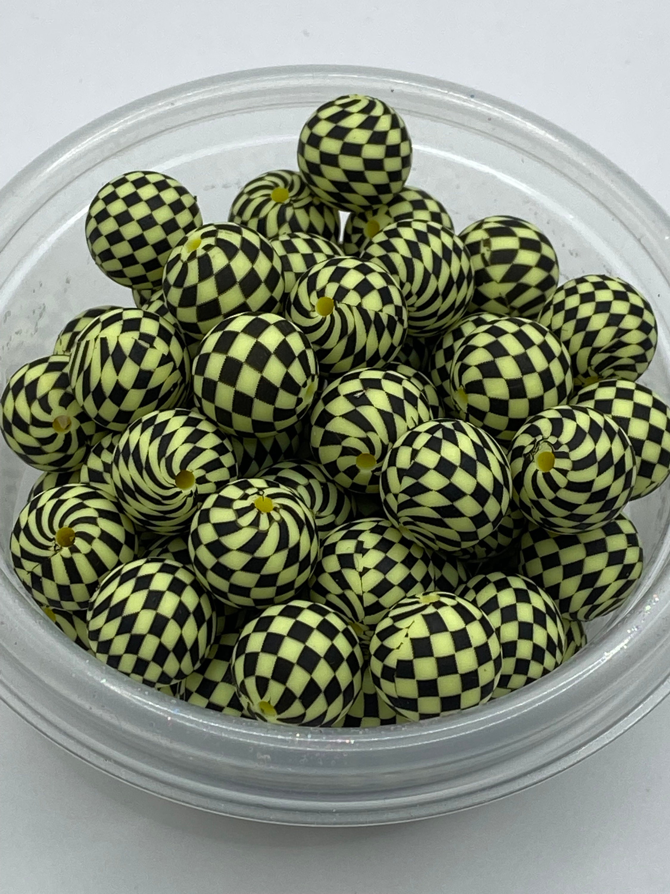 10 Yellow Checkered Print Silicone Beads - 15mm - Etsy