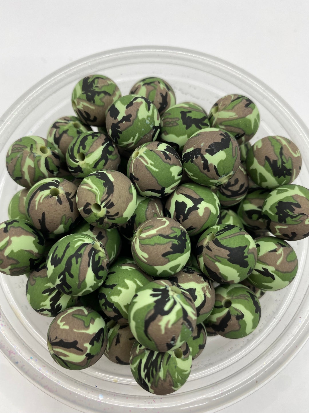 10 Green Camouflage Pattern Silicone Beads 15mm - Etsy