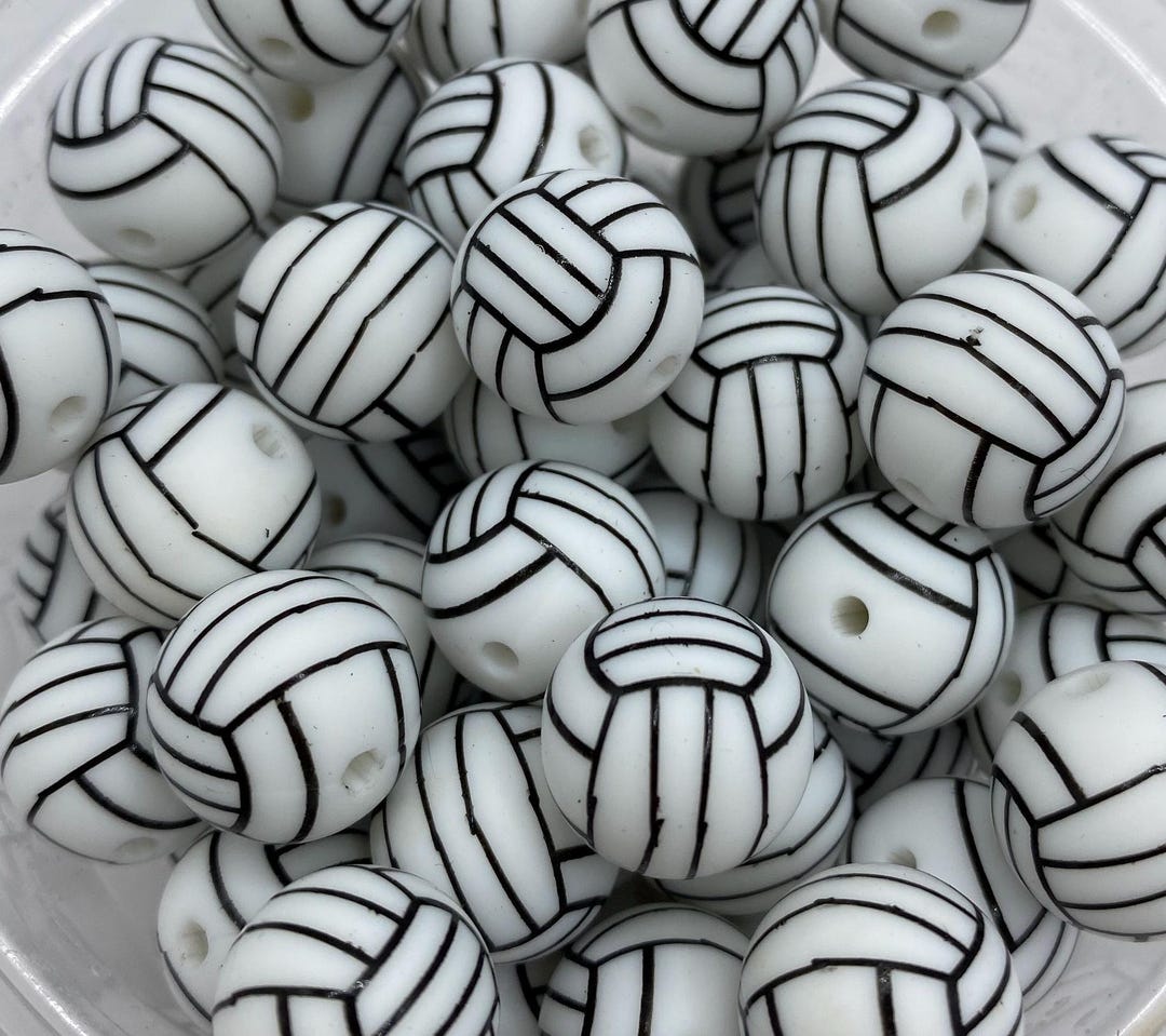 10 Volleyball Pattern Silicone Beads - 15mm - Etsy