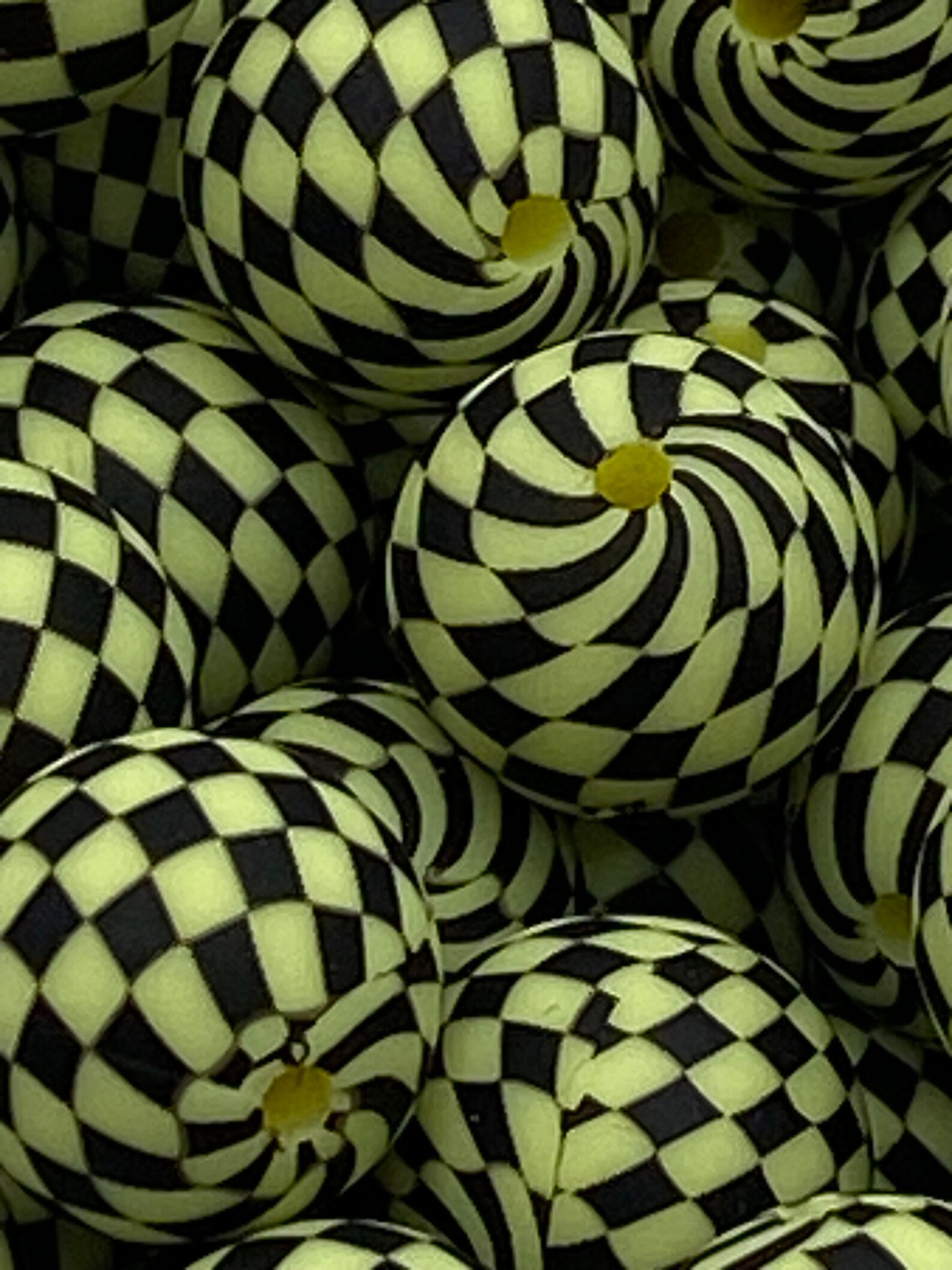10 Yellow Checkered Print Silicone Beads - 15mm - Etsy