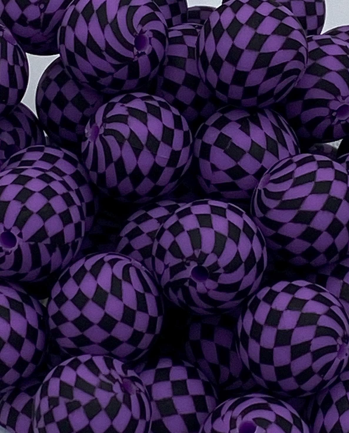 Purple Checkered Print Silicone Beads - 15mm - Etsy