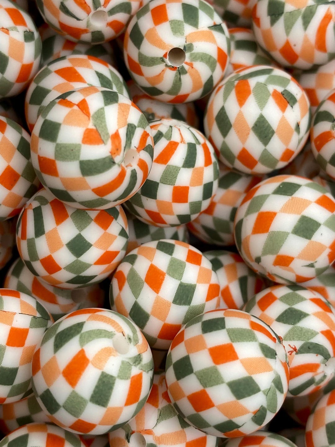 10 Checkered Pattern Silicone Beads - 15mm - Etsy