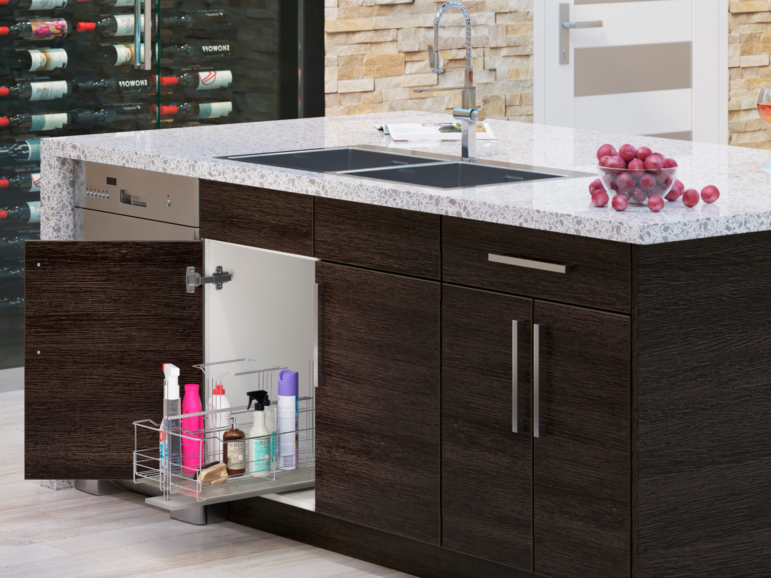 Dark Brown Wood European Kitchen Cabinets Frameless Cabinets European ...