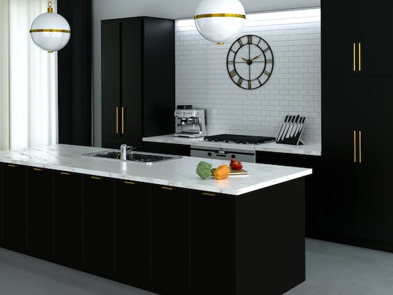 Black slab kitchen cabinets store
