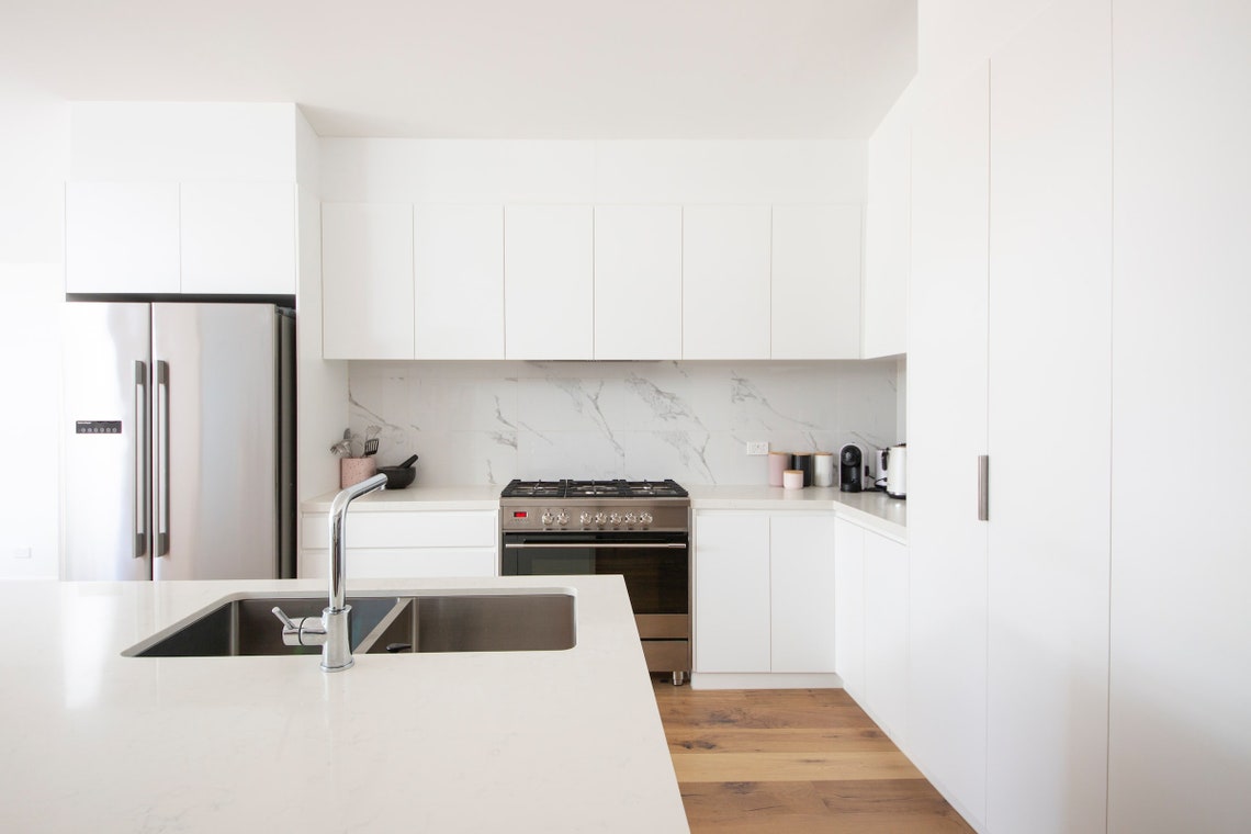 Matte White Flat Slab Sample Door | Modern Frameless Cabinets, European ...
