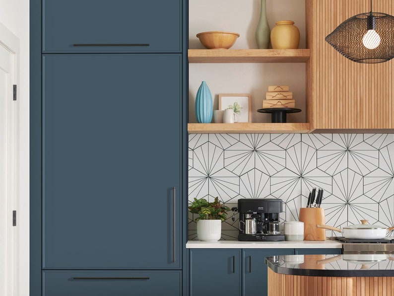 Midnight Blue Slim Shaker Kitchen Cabinets | Navy Blue Frameless Modern ...