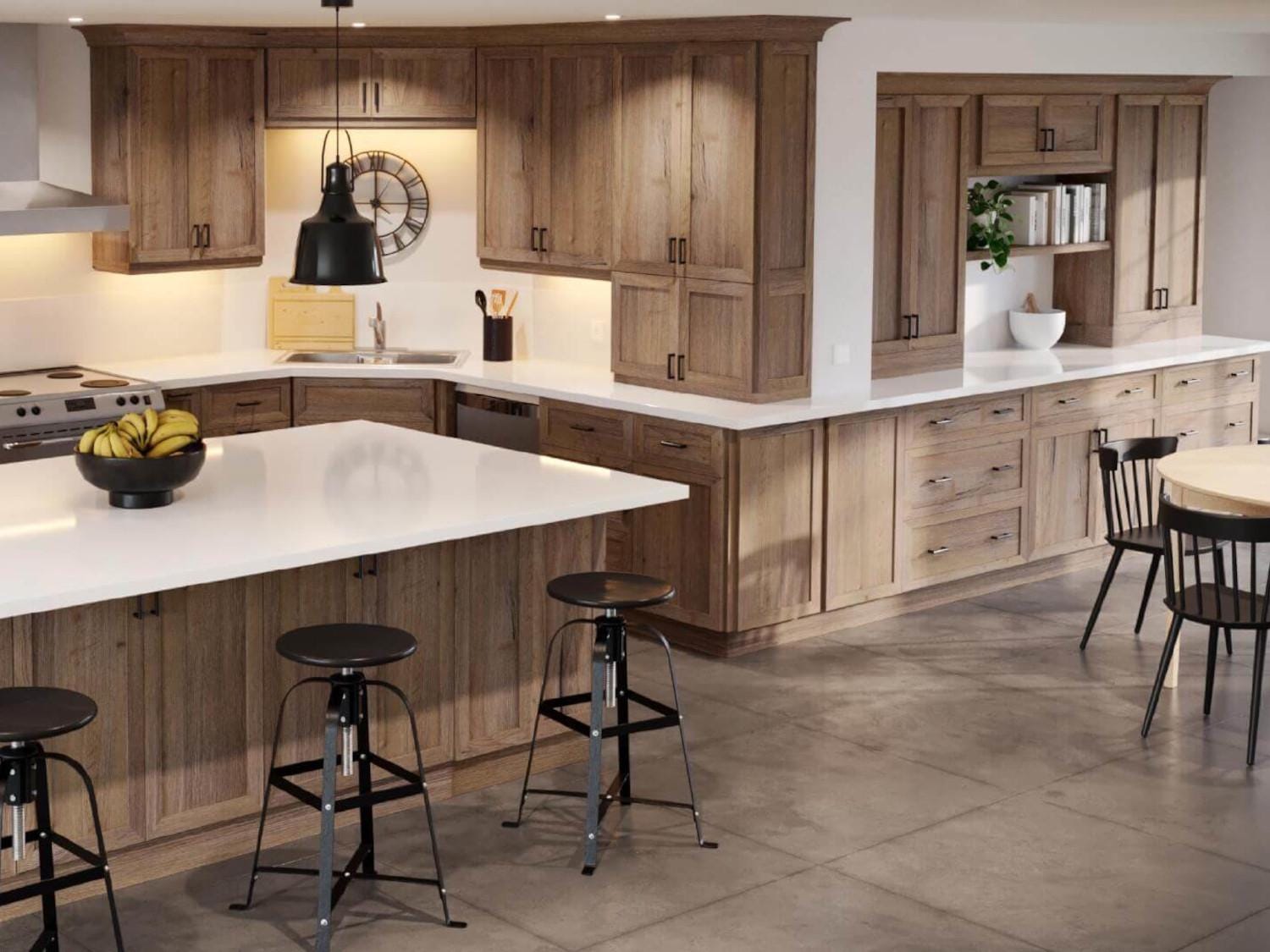 Natural Oak Shaker Kitchen Cabinets | Wood Frameless Cabinets, European ...