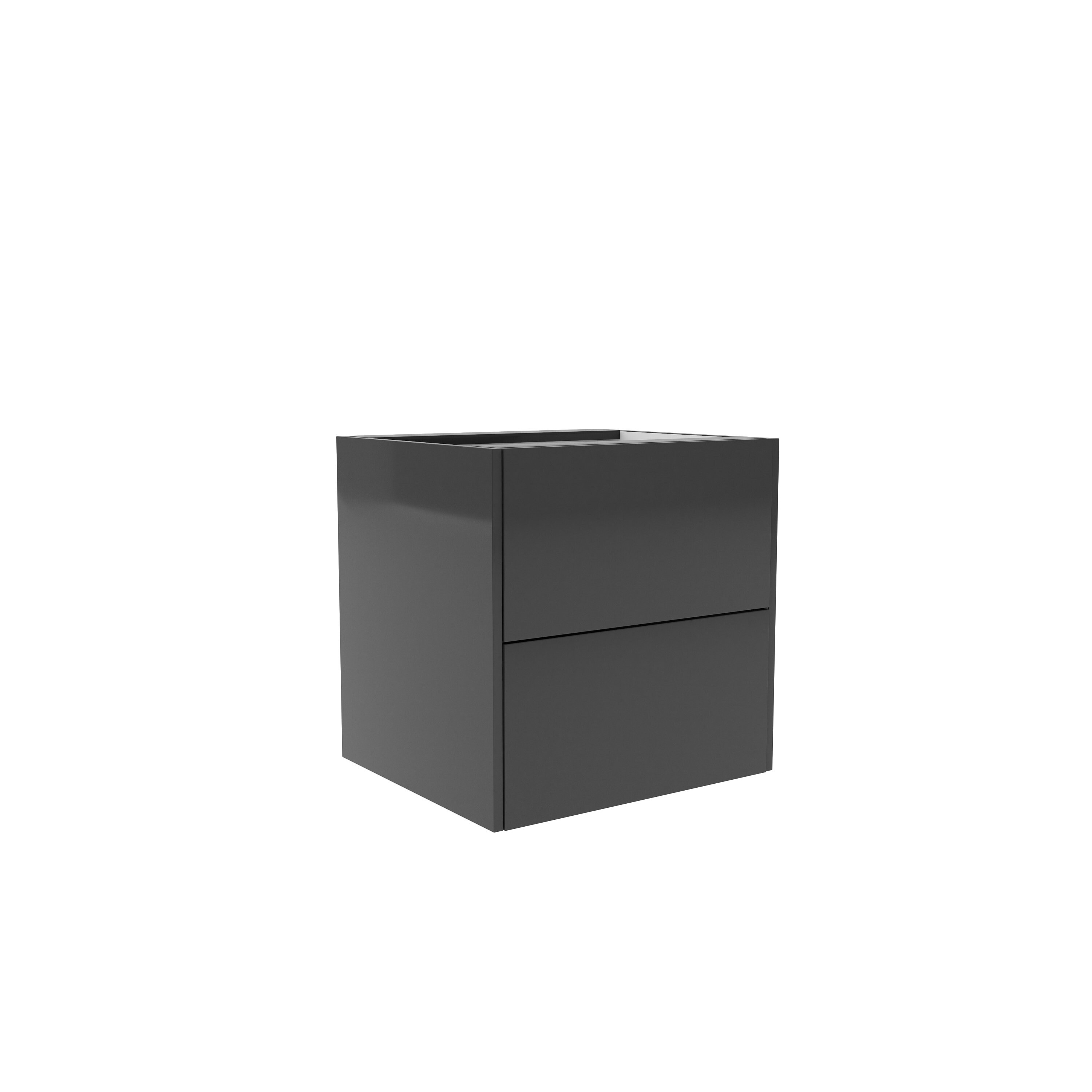 Dark Gloss Gray Floating Vanity 30 Inch W/ 2 Drawers Modern Flat Slab ...
